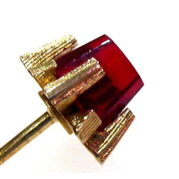 SWANK | Accessories | Signed Swank Mcm Tie Pin Red Crystal Flat Top ...